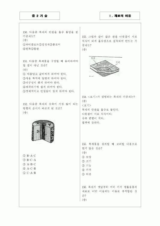 [과외]중학 기술 중2-1-1 목재의 이용 04