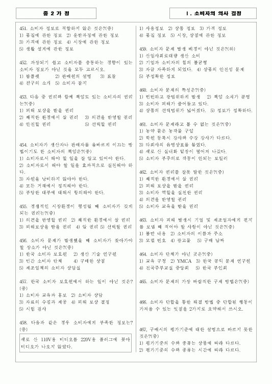 [과외]중학 가정 중2-1-2 구매의 의사결정 10