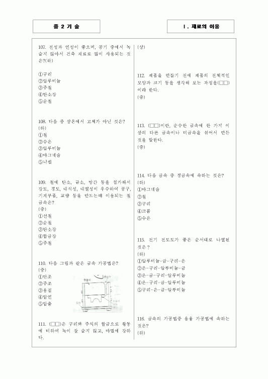 [과외]중학 기술 중2-1-3 금속의 이용 03