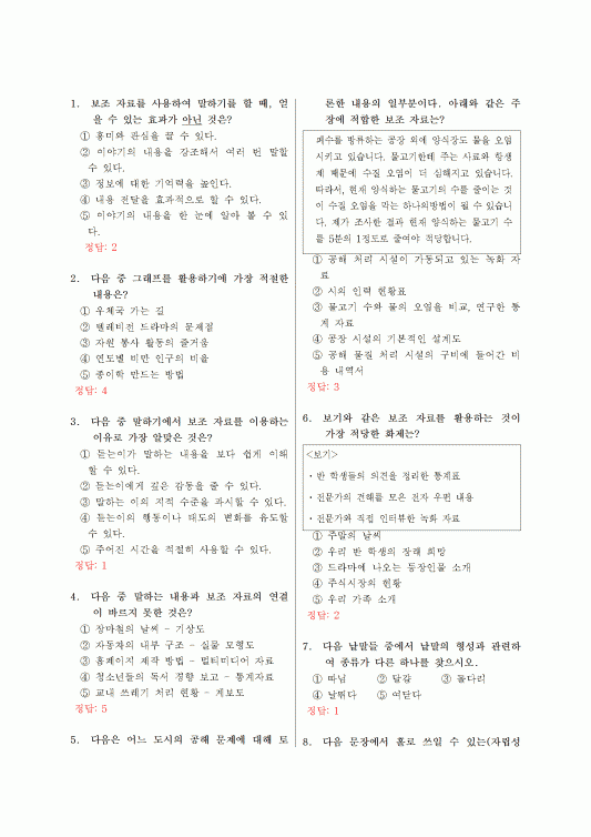[과외]중학 국어 2-2학기 기말 예상문제 11