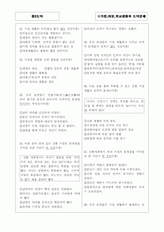 [과외]중학 도덕 중2-2-1 가정생활과 도덕문제 02