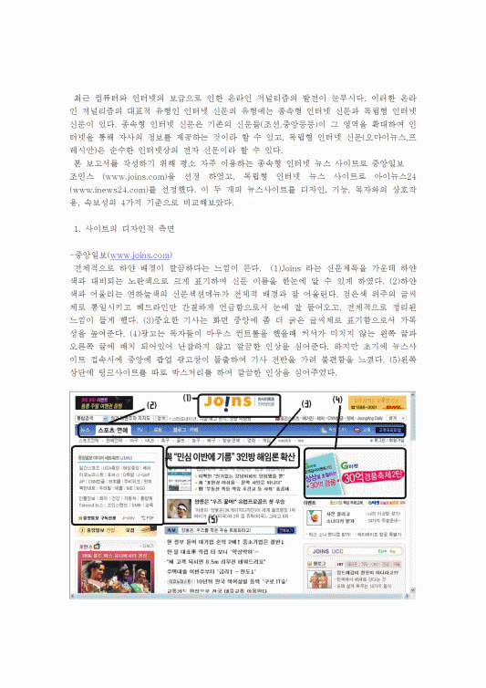 온라인저널리즘, 인터넷 뉴스 사이트 비교