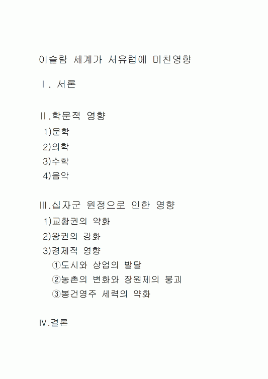 이슬람 세계가 서유럽에 끼친영향