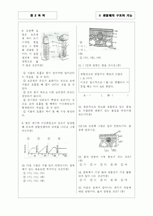 [과외]중학 가정 중2-03 식물의 구조와 기능 05