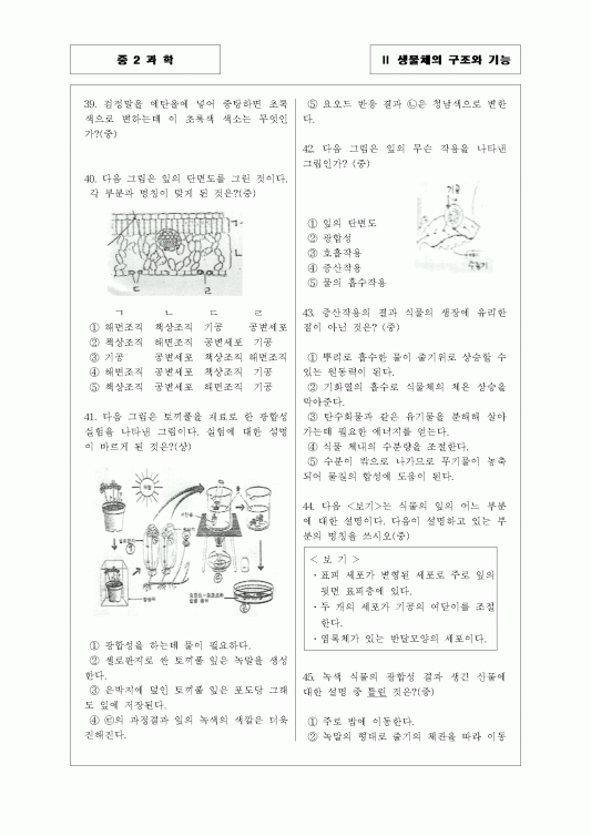 [과외]중학 가정 중2-03 식물의 구조와 기능 06