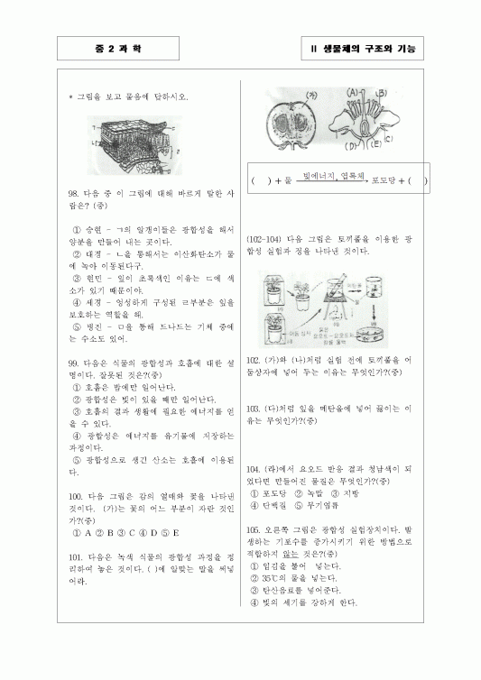 [과외]중학 과학 중2-03 식물의 구조와 기능 08