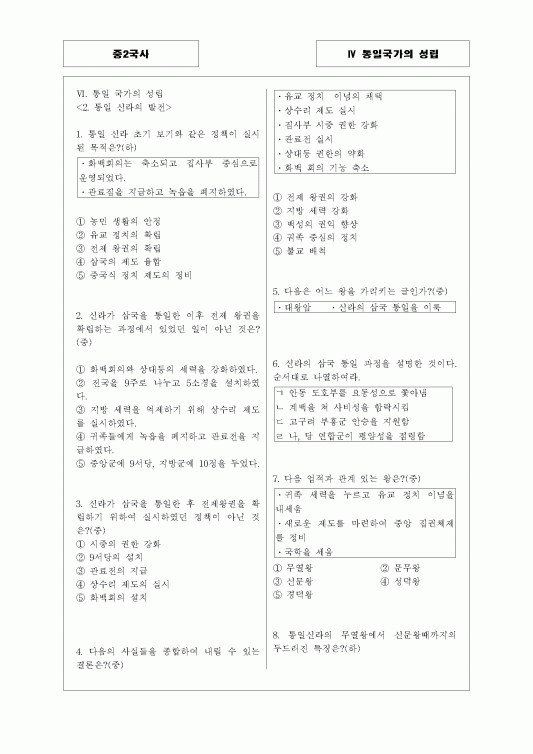 [과외]중2-국사 통일국가의 성립 02