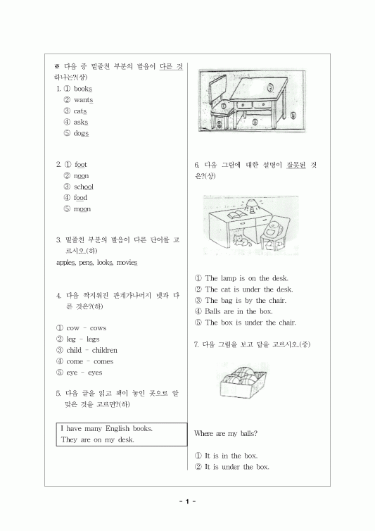 [과외]중1 영어 출판사공통 예상 내신문제 21