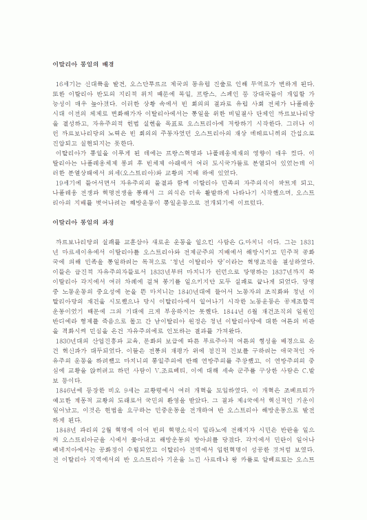 이탈리아의 통일 레포트
