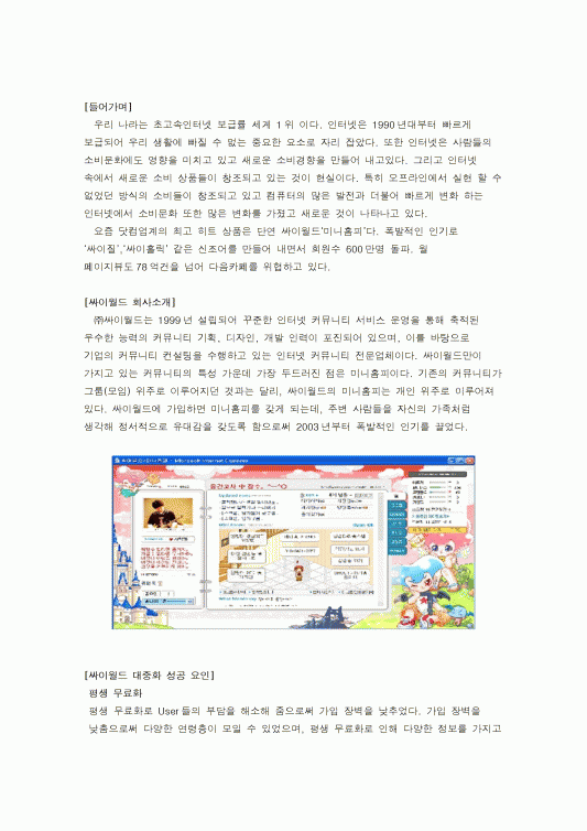 싸이월드 대중화 요인