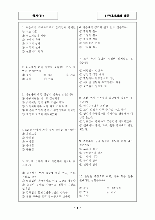 [과외]고등 국사-근대사회의태동 01