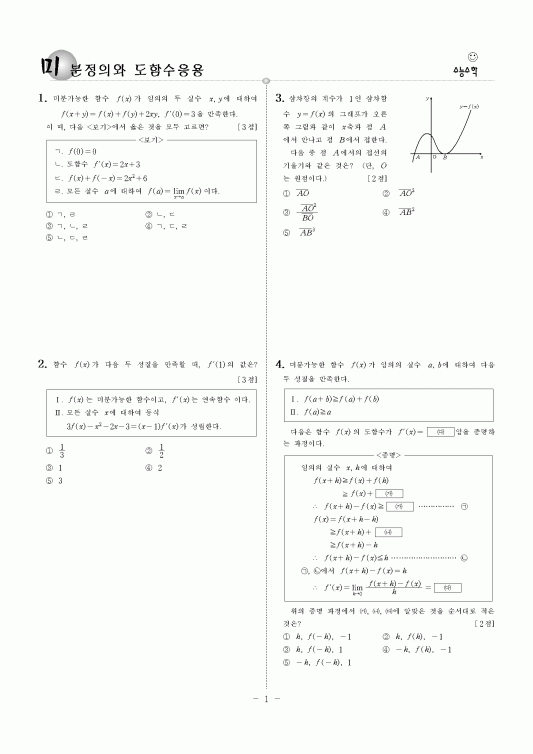 [과외]고등 수학 1 미분 정의와 도함수 응용