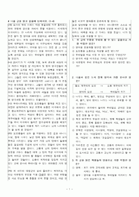 [과외]고등 국어 1-1학기 중간 예상문제 23