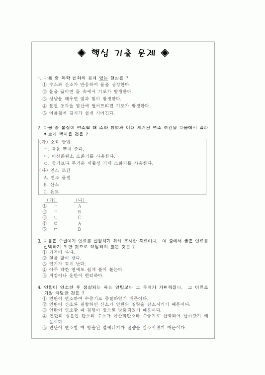 [과외]고등 과학  물질의 반응성 02 예상문제