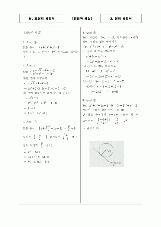 [과외]고등 수학 예상문제 IV-2.정   답
