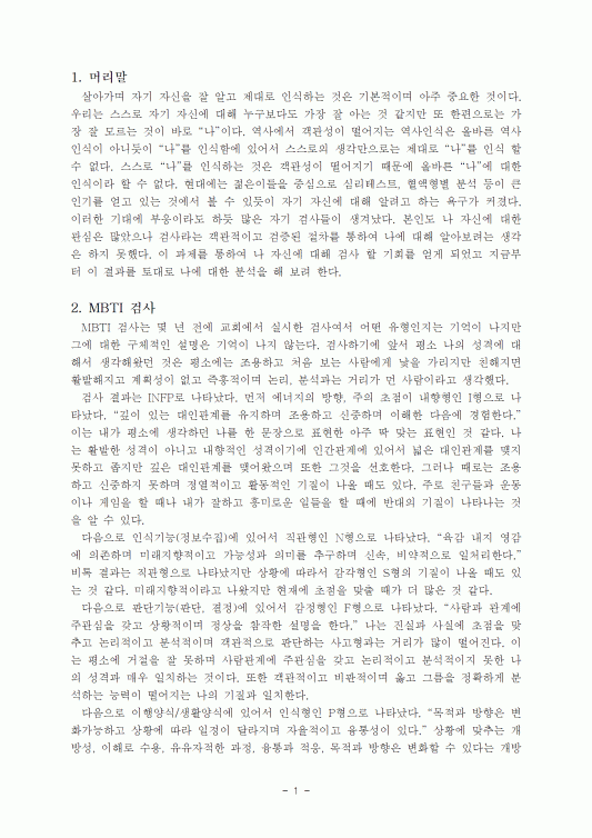 MBTI와 Holland 검사로 한 나의 분석