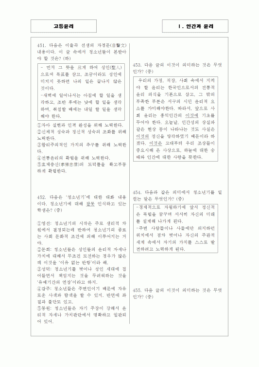 [과외]고등 윤리-인간과윤리 10