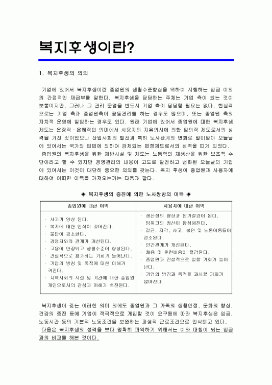 복지후생이란?