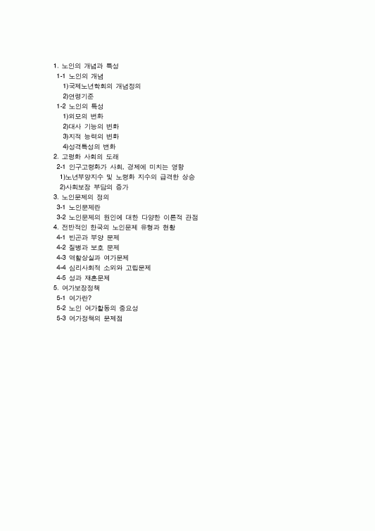 우리나라 노인문제와 대책