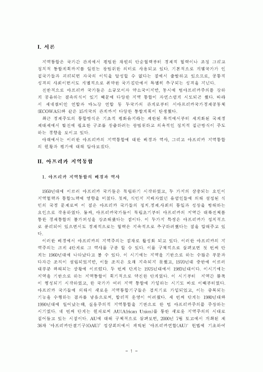 [사회과학] 아프리카 지역통합
