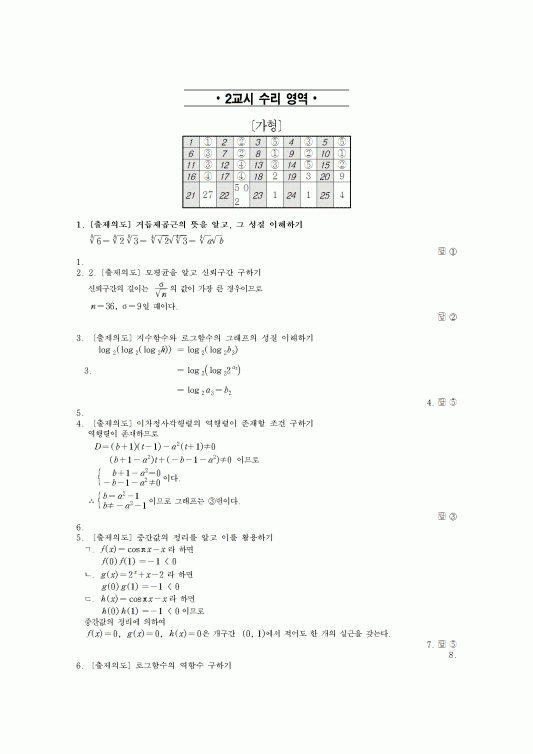 [과외](고3) 02 모의고사 수리 가형 해설지