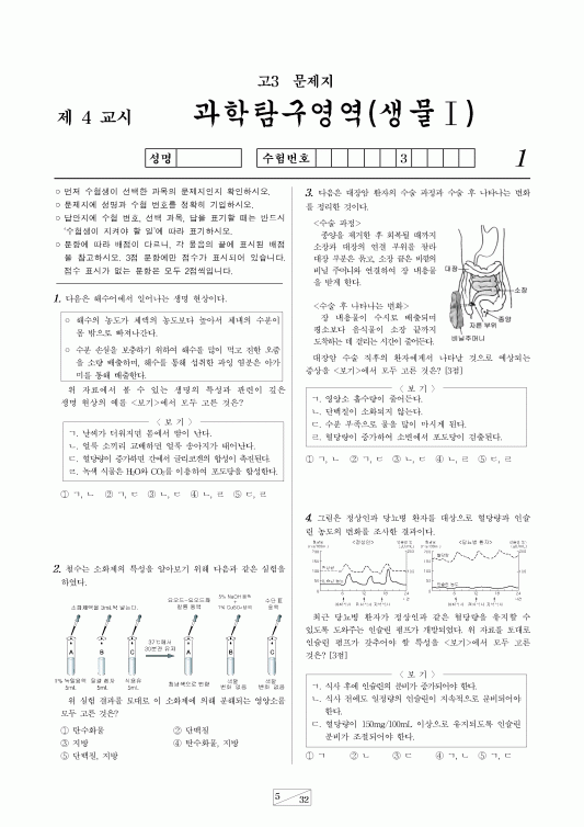 [과외](고3) 01 모의고사 과탐 생물1