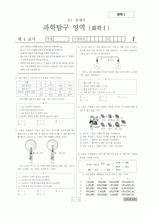 [과외](고3) 06 모의고사 과탐 화학 1