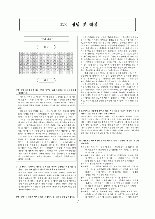 [과외](고2) 06 모의고사 정답 해설지