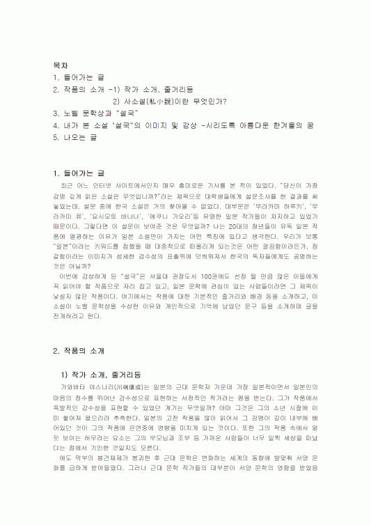 내가 본 소설 설국