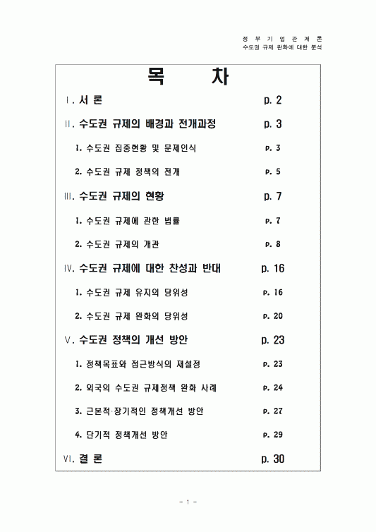수도권 규제 레포트 자료