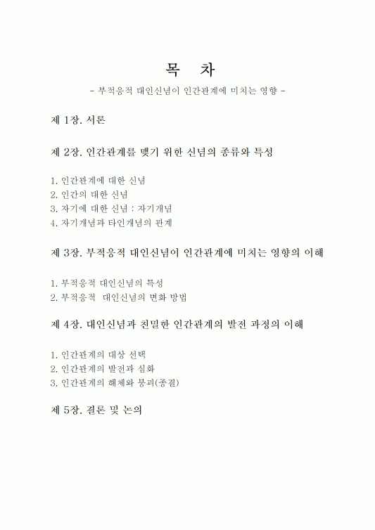 부적응적 대인신념이 인간관계에 미치는 영향