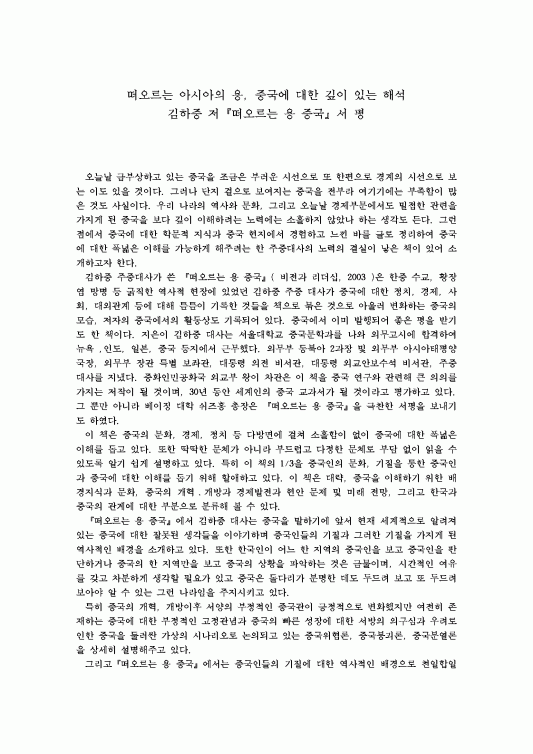 떠오르는 용 중국 서평
