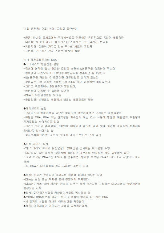 유전자: 구조, 복제, 그리고 돌연변이