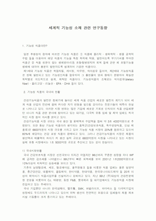 세계적 기능성 소재 관련 연구동향