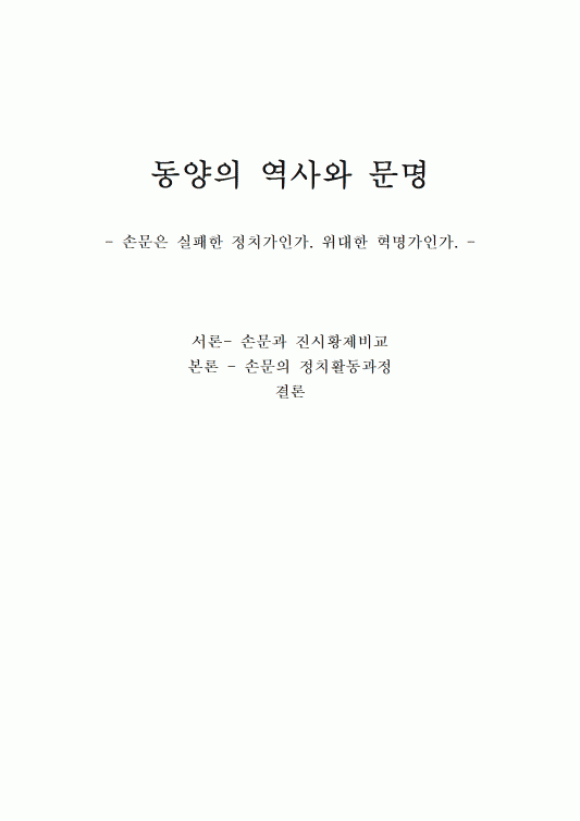 손문평전 레포트 자료