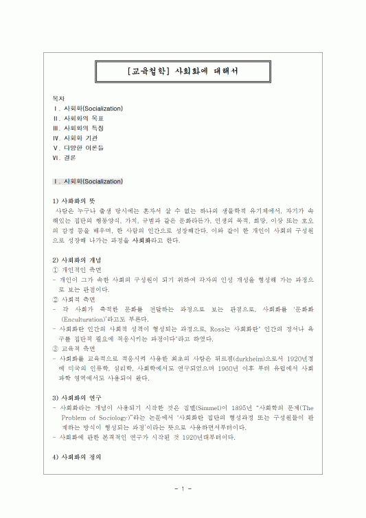 [교육철학] 사회화