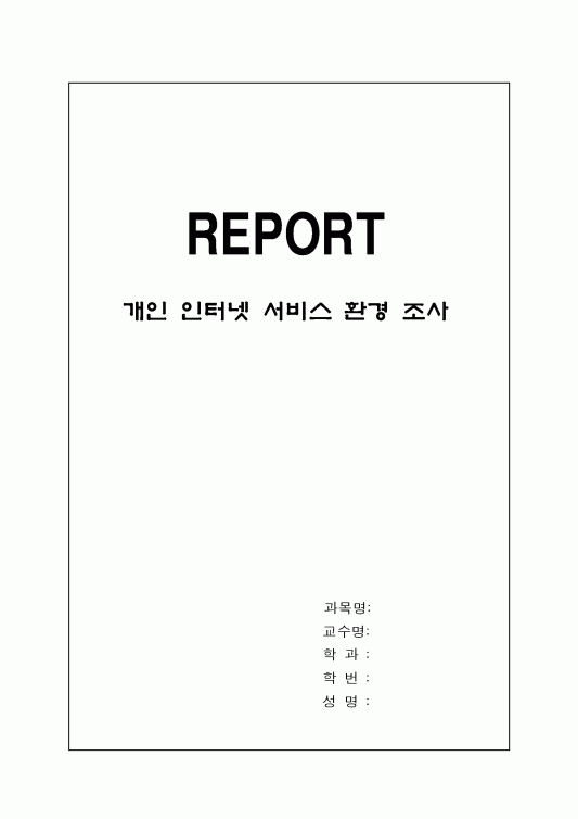 개인 인터넷 서비스 환경 조사