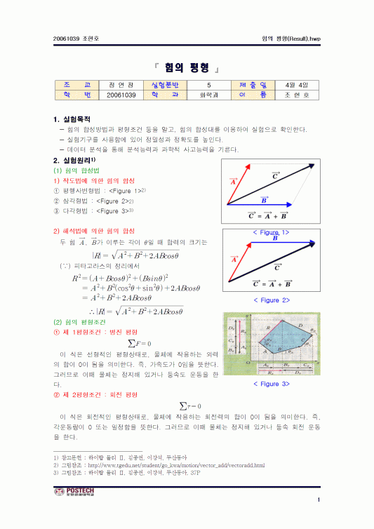 [자연과학] 힘의 평형