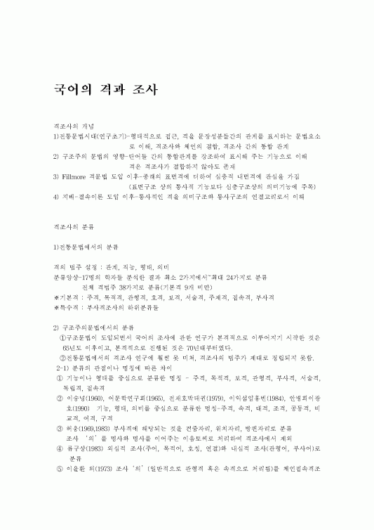 국어의 격과 조사