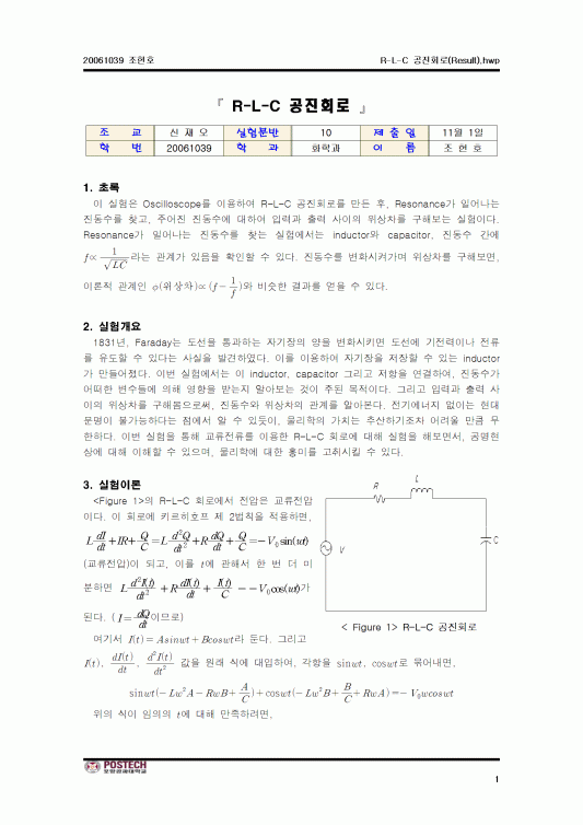 R-L-C 공진회로