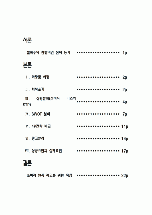 설화수의 고객직향적 마케팅 전략-한방미인과의 비교분석을 통하여-