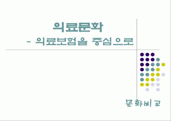 의료문화비교- 의료보험을 중심으로