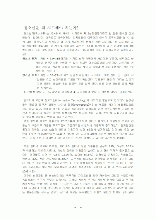 청소년 지도방법의 실제