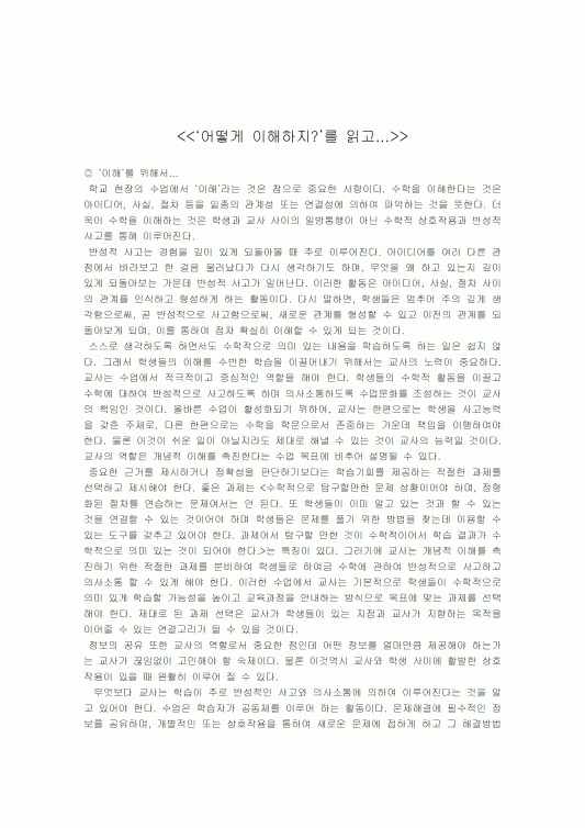 수학 독후감- 어떻게 이해하지