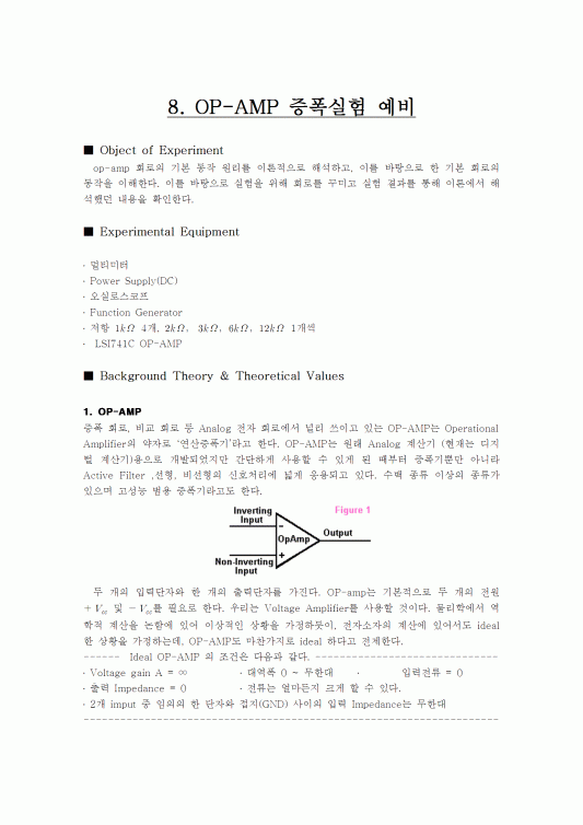 OP AMP 증폭실험 레포트
