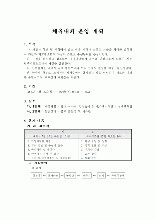 체육대회운영계획