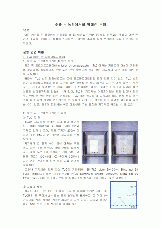 추출 - 녹차에서의 카페인 분리