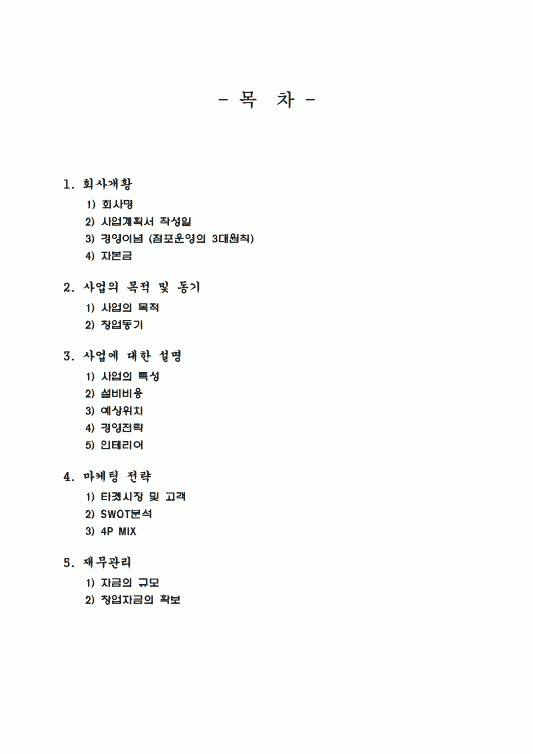과일 & 샐러드바 Salff 사업계획서