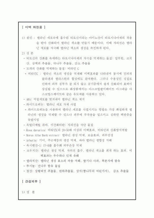 피부상태에따른 화장품성분