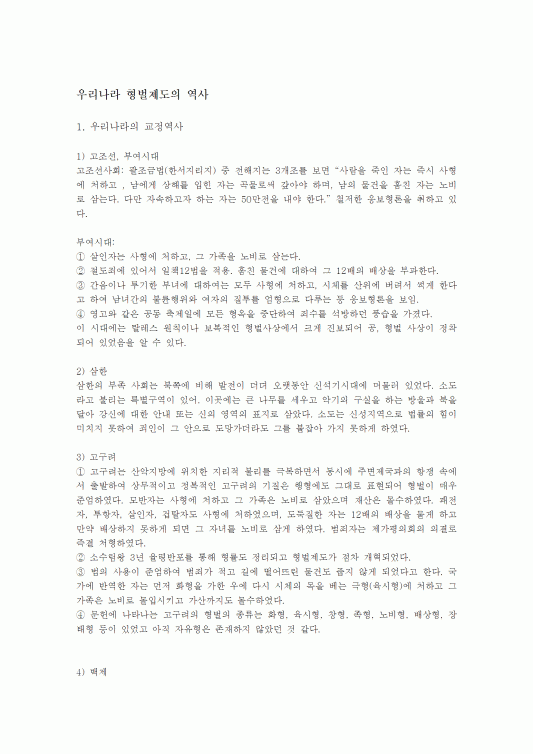 우리나라 형벌제도의 역사